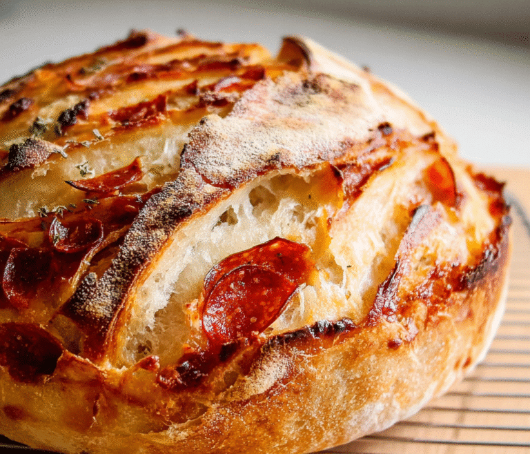 Pepperoni Pizza Sourdough Bread Recipe – 1 Bold Cheesy Favorite